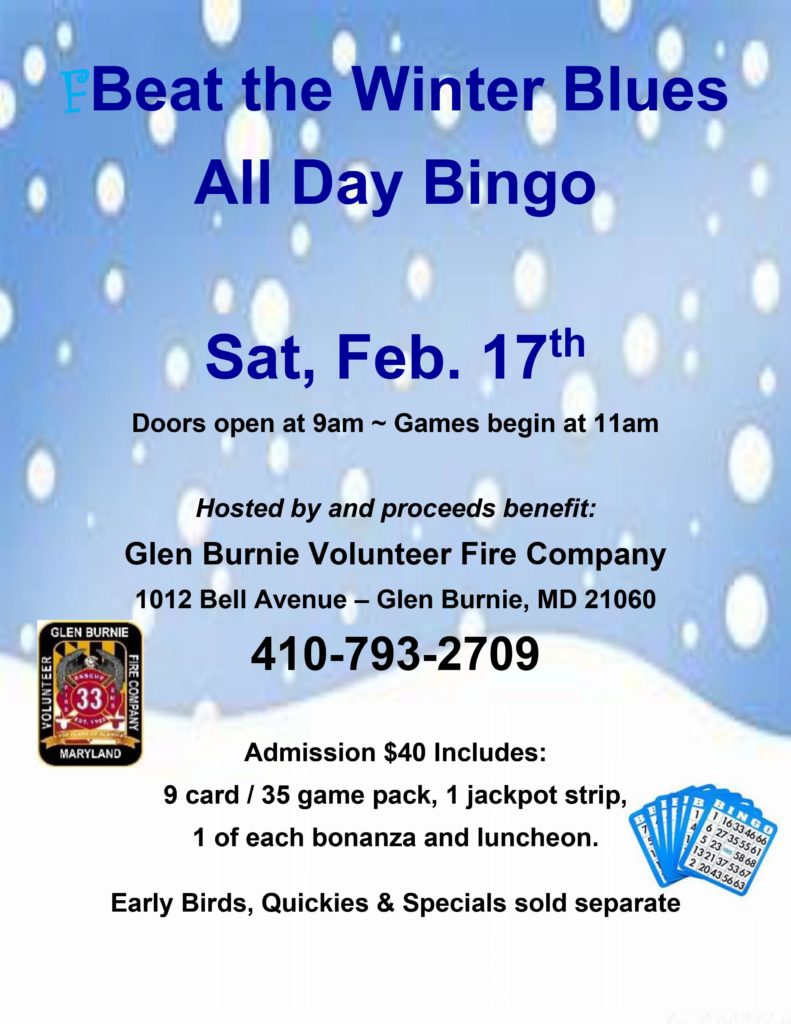 ALL DAY BINGO - Glen Burnie Volunteer Fire Company